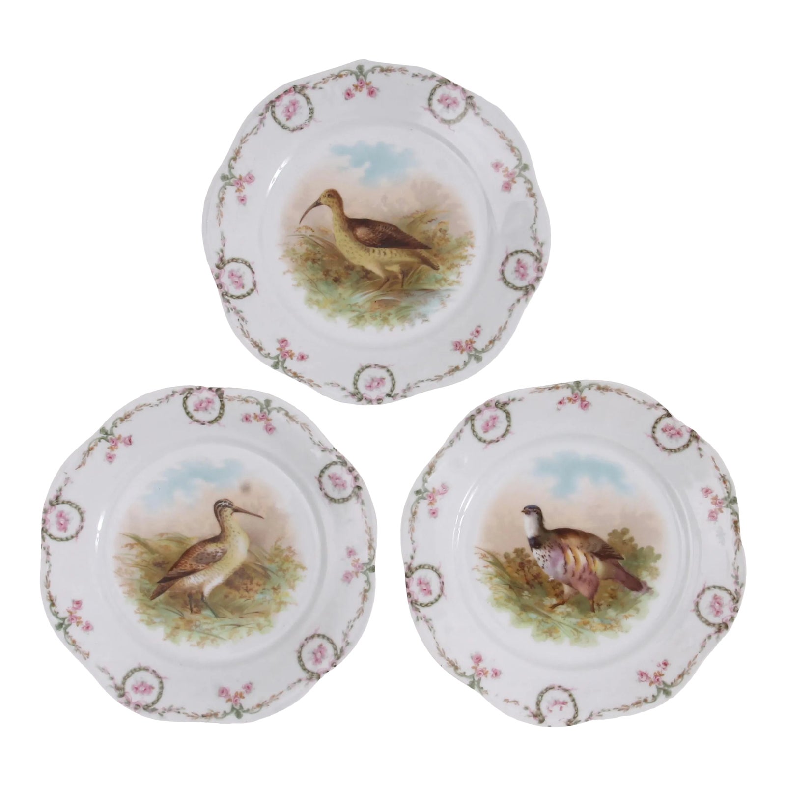 Vintage Bavarian Pheasant Plates, Set of 3 | Chairish