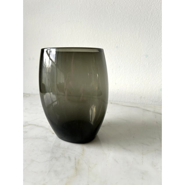 Mid Century Smoke Glass Vase | Chairish