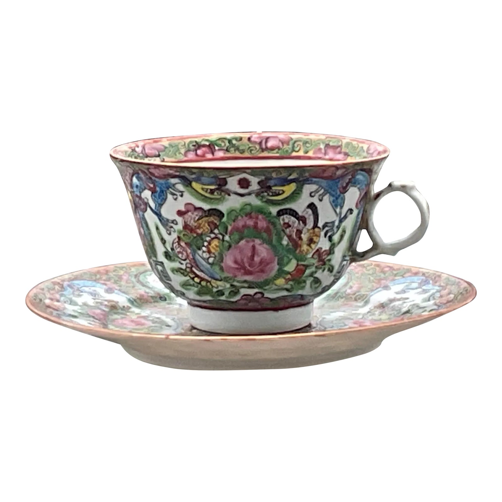 Circa 1890-1920 Rose Medallion/Canton Cup & Saucer Set, Circa 1890-1920 ...