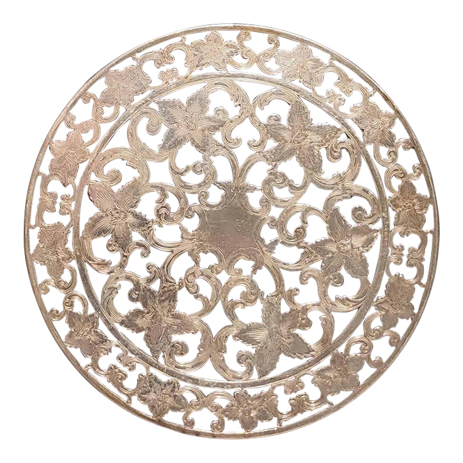 Webster Sterling Silver Trivet Lily Art Nouveau Pattern | Chairish