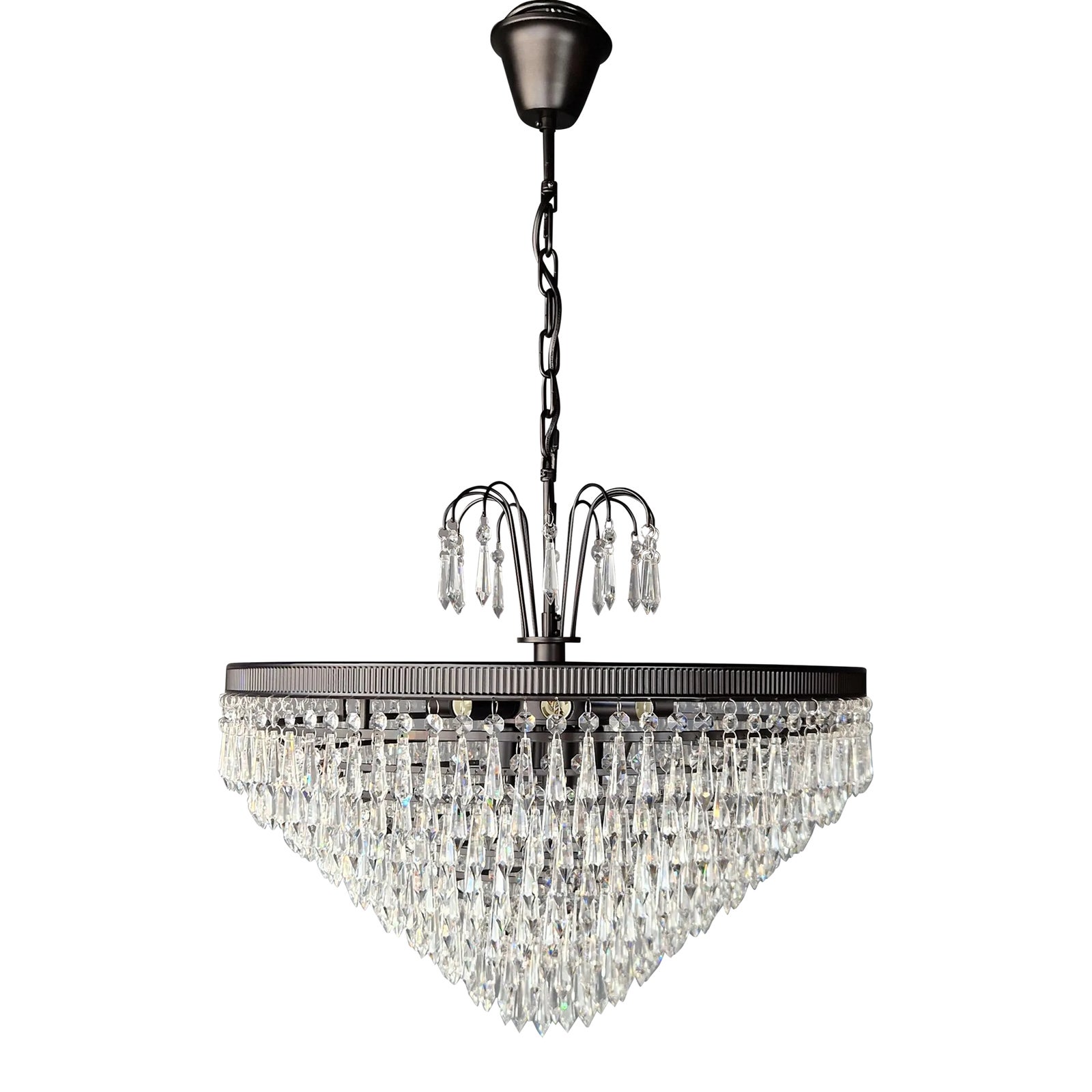 21st Century Regency Modern Black Crystal Chandelier | Chairish