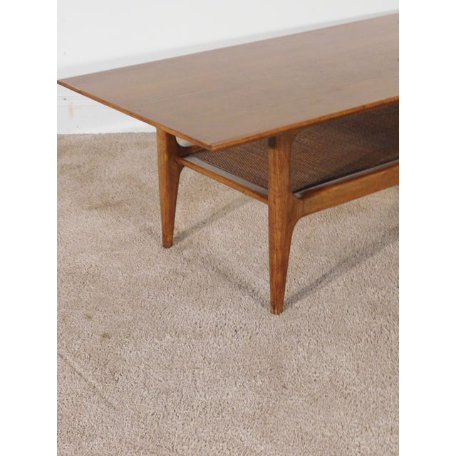 Vintage MCM Mid Century Modern Teak / Walnut Caned Shelf Cocktail ...
