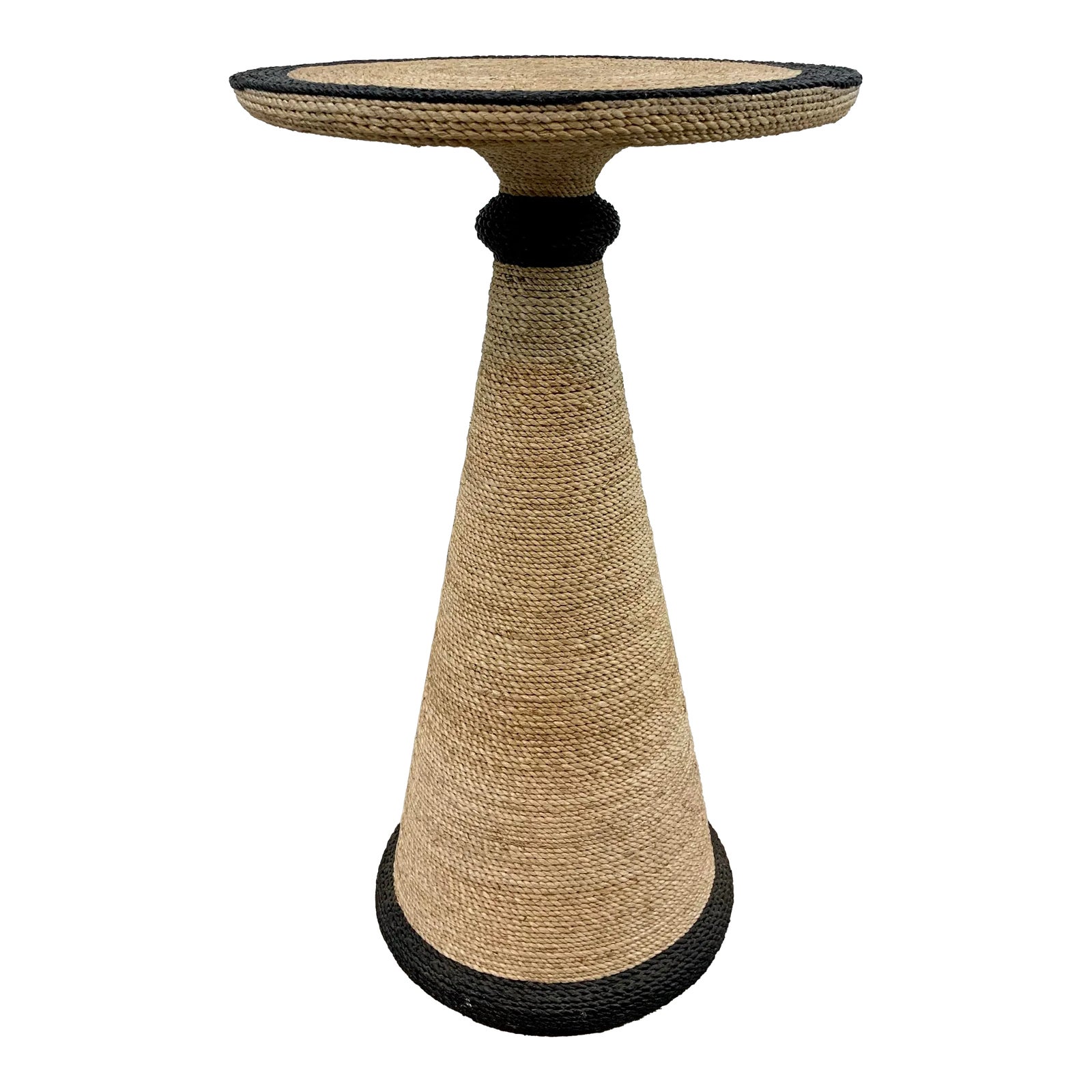 Currey & Co. Organic Modern Black and Natural Rope Accent Table ...