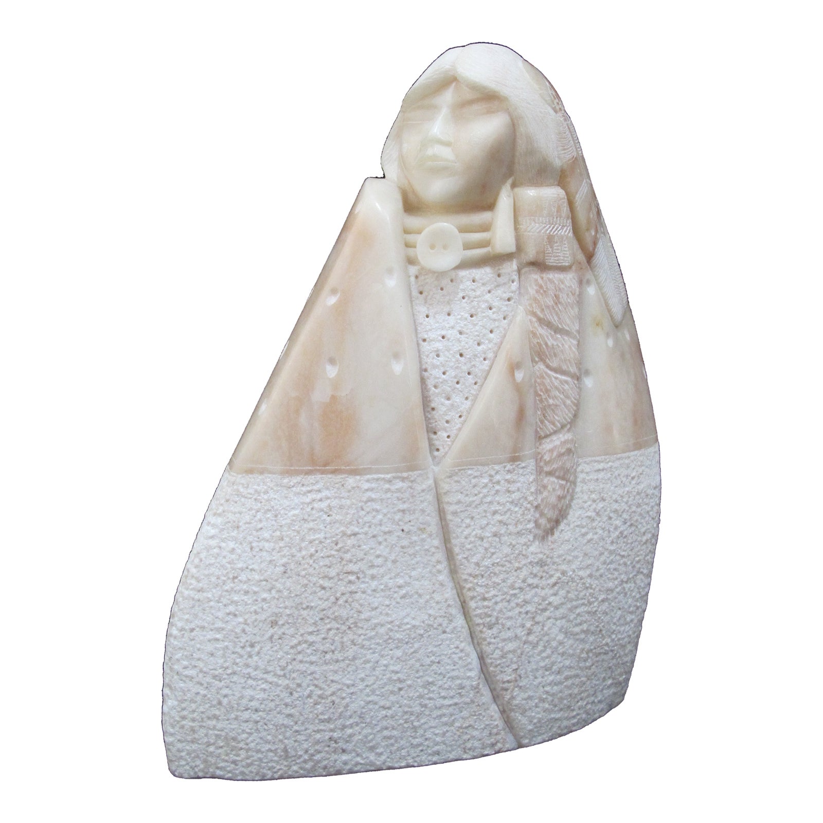 Navajo Native American Alabaster Spirit Woman Female Bust Carving
