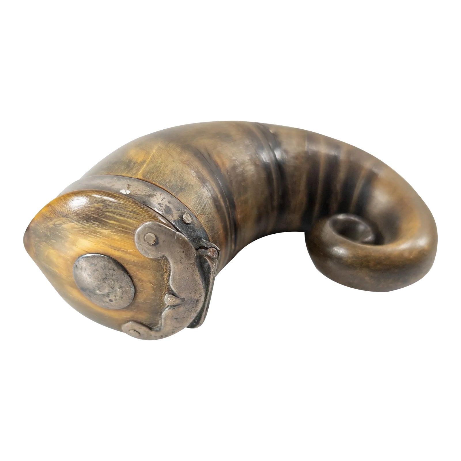 19th Century Scottish Horn and Silver Mounted Snuff Mull | Chairish