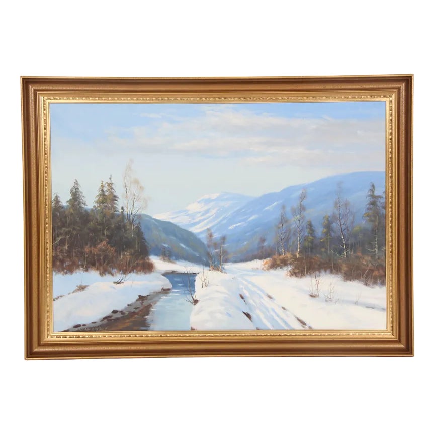 Willy Dannerfjord, Winter Landscape, 1950s, Acrylic, Framed | Chairish
