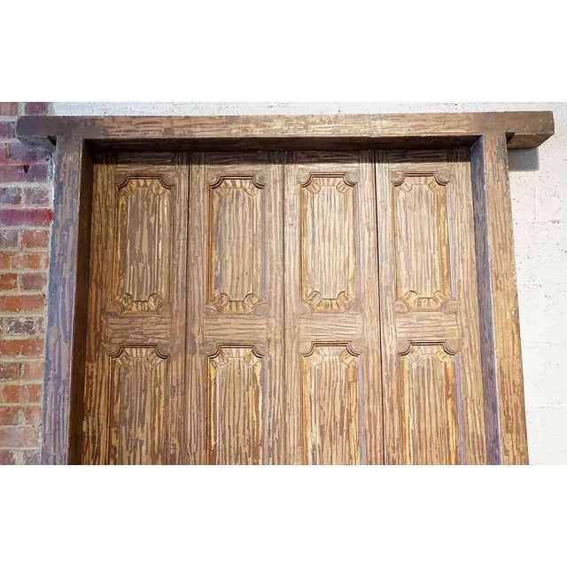 Large Indian Teak Paneled Bi-Fold Double Door With Jamb | Chairish