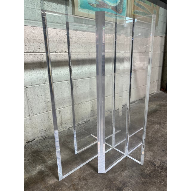 Mid Century Thick Lucite Console Table | Chairish