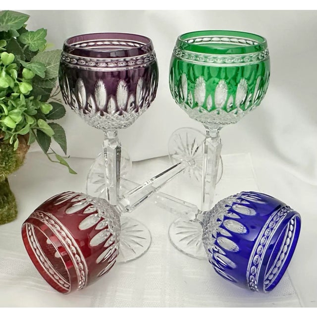 Vintage Waterford Crystal Claredon Colored Wine Hock Glasses- Set of 4 ...