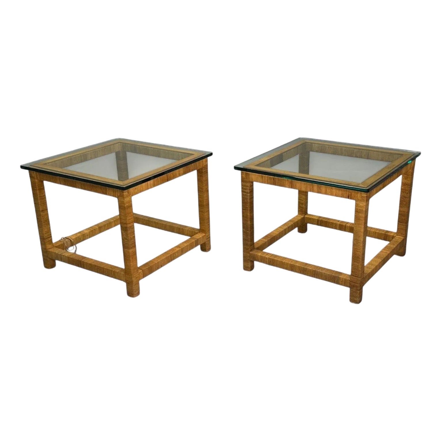 Bielecky Brothers, Modern Side Tables, Cane Wrap, Glass, Usa, 21st C ...