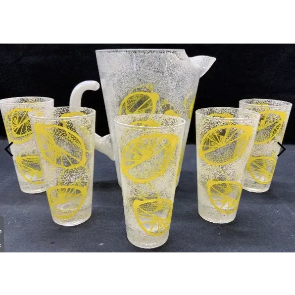 1960s Mid-Century Modern Highball Lemonade Set 5 Glasses and 1 Pitcher ...