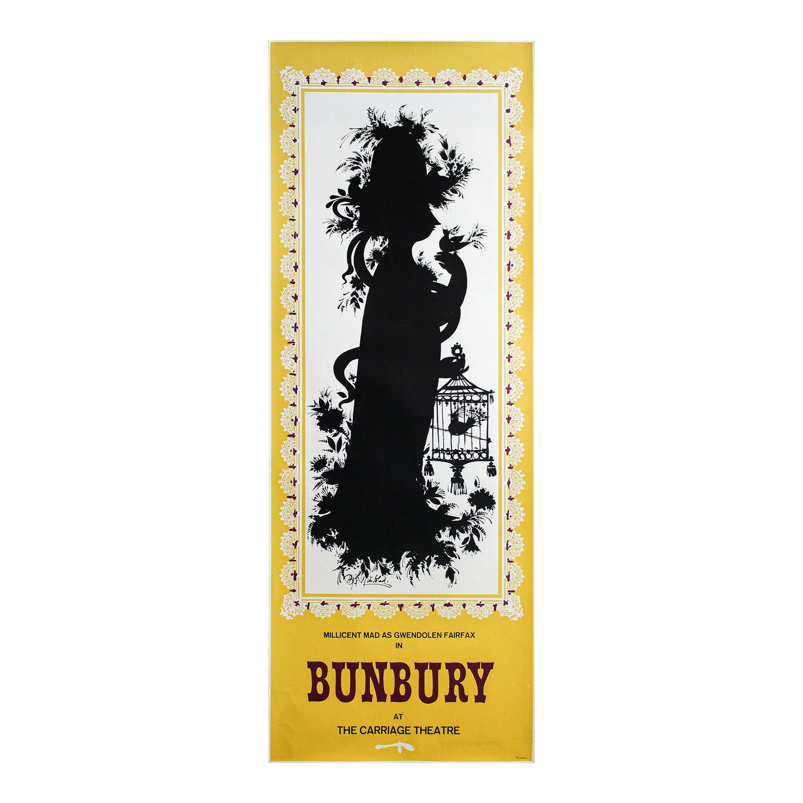 1963 Danish Poster, Bunbury at the Carriage Theater (Yellow Version) by ...