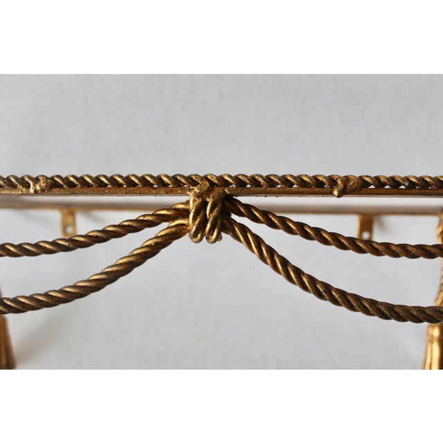 Italian Tole Gilded Twisted Rope and Tassel Wall Shelf Mid Century ...