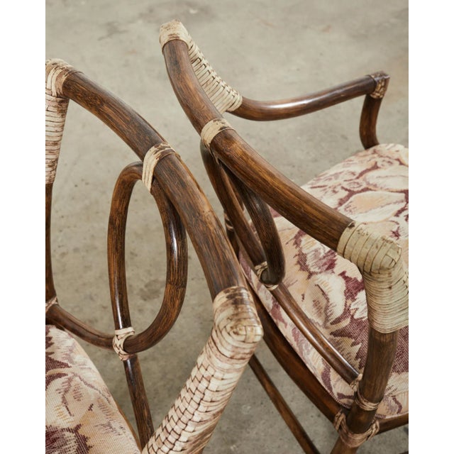 Set of Six McGuire Rattan Loop Back Dining Armchairs | Chairish