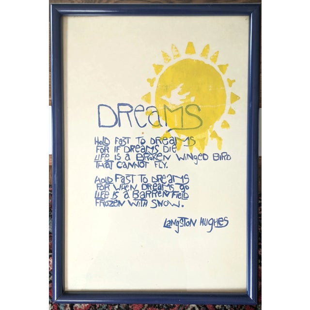 Vintage Langston Hughes Dreams Poem Framed Art Print | Chairish