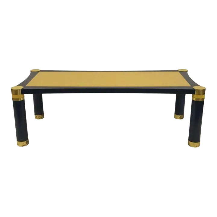 Painted Snakeskin & Brass Mid Century Style Coffee Table Attributed to ...