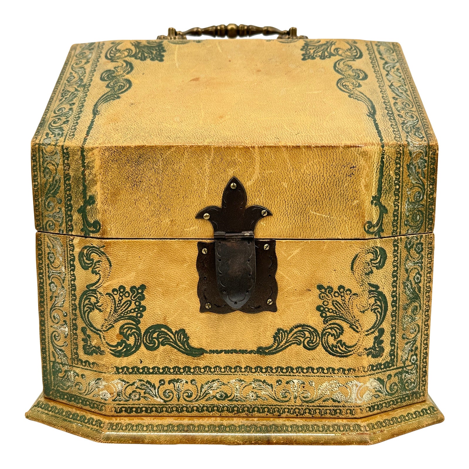 Vintage Italian Etched Leather Stationary or Letter Box | Chairish