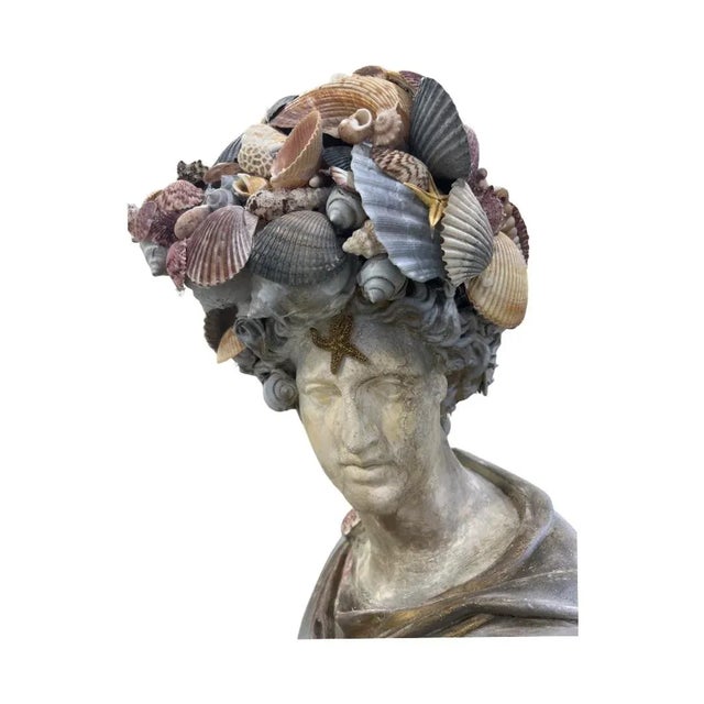 Vintage Roman Shell-Covered Head Plaster Bust | Chairish