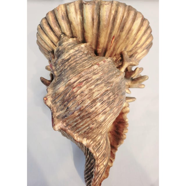 Vintage Coastal Regency Large Sea Clam Conch Shell Form Gold Silver ...