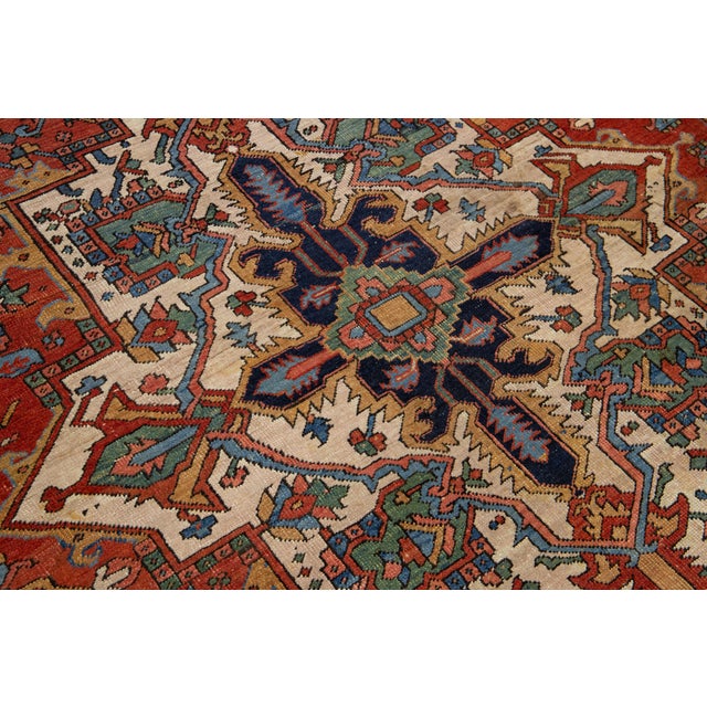 Room Size Antique Persian Heriz Designed Wool Rug Handmade in Rust ...