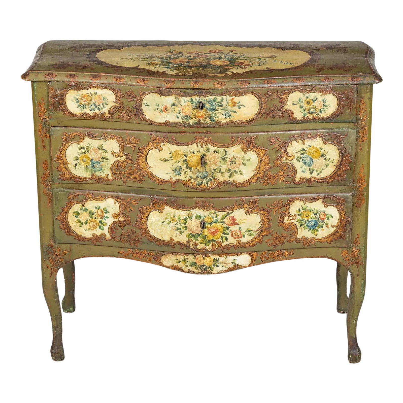 18th Century Italian Rococo Period Painted Commode | Chairish