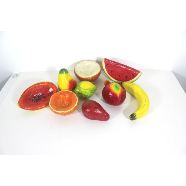 Set of 9 Vintage Paper Maché Fruit for Kitchen Styling | Chairish