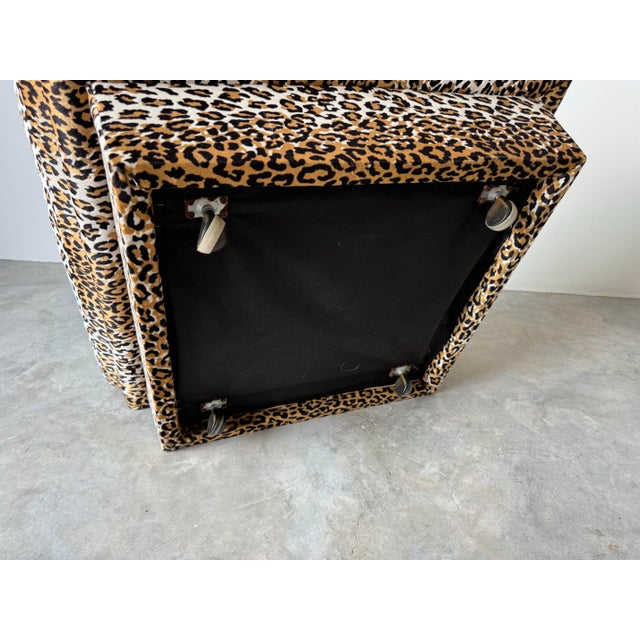 Vintage Leopard Print Ottoman on Castors | Chairish