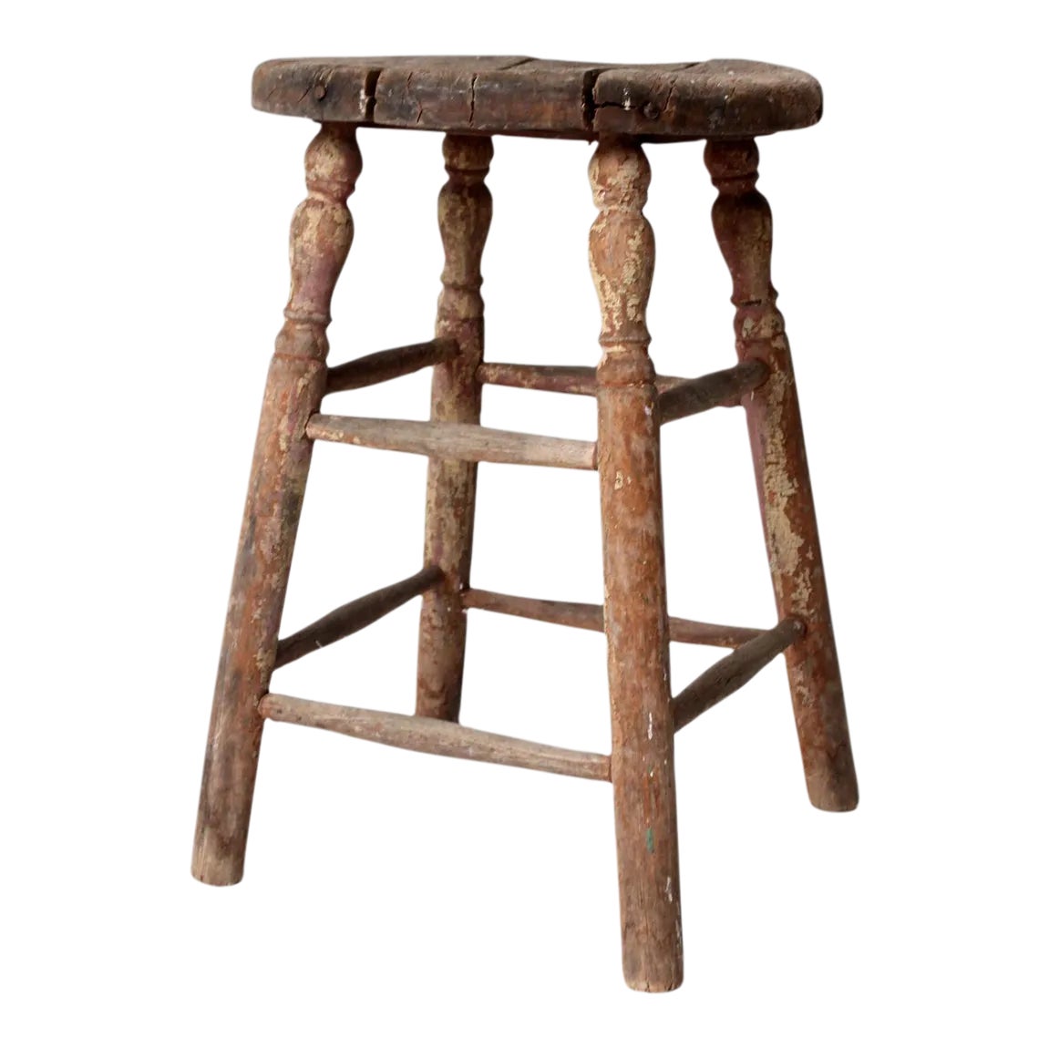 Antique Rustic Wooden Stool | Chairish