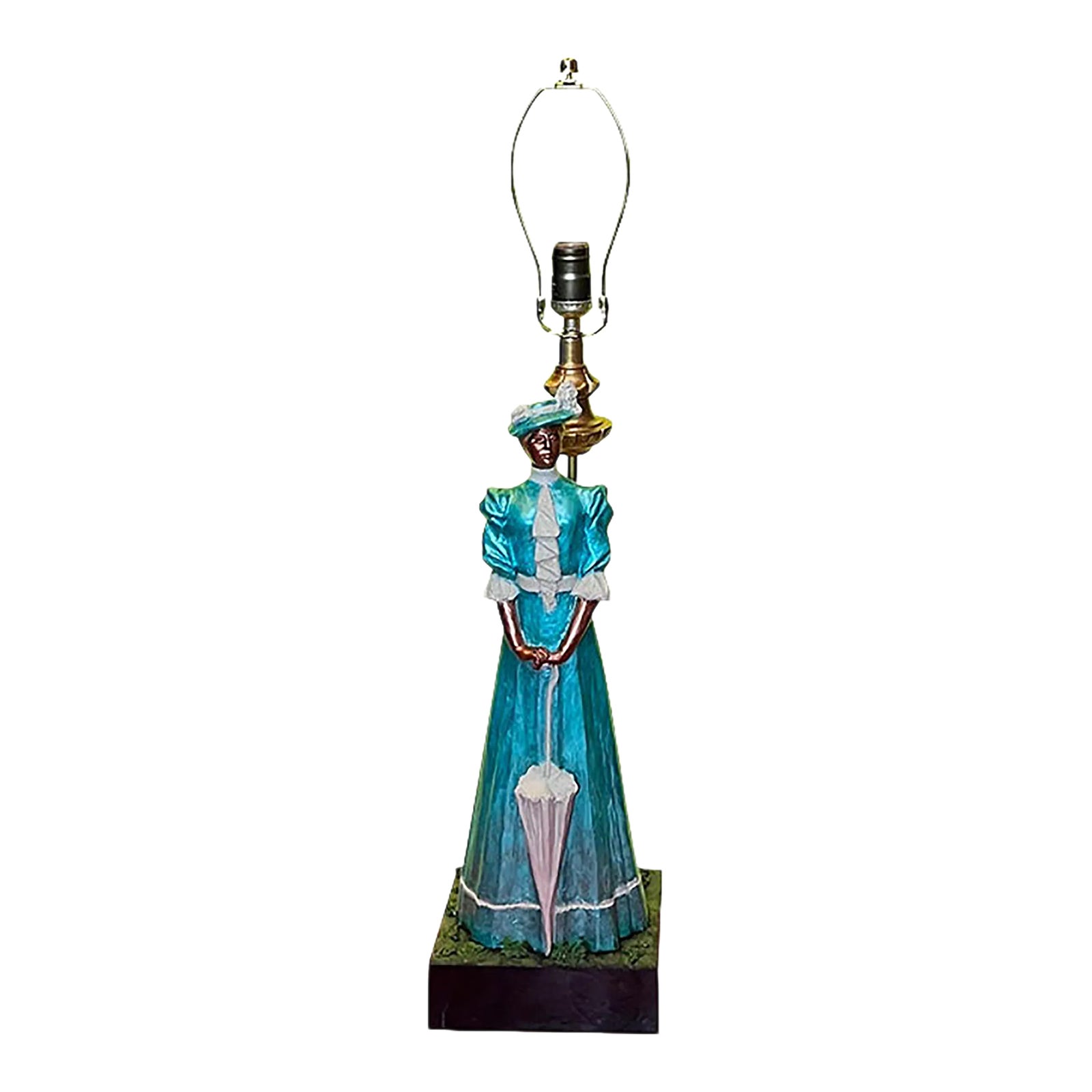 Vintage Claude Le Clerc Sculpture Table Lamp: Stately Lady With a ...