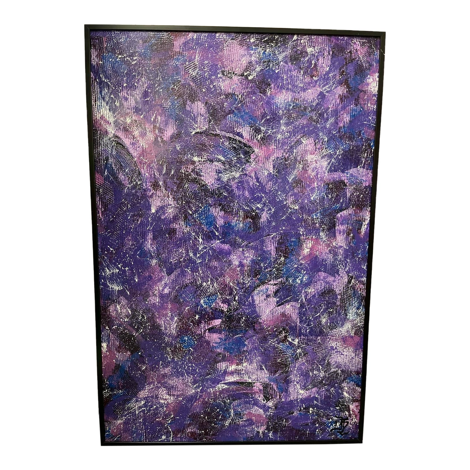 Dennis John Ziegler "Purple Haste" Painting in Black Frame | Chairish