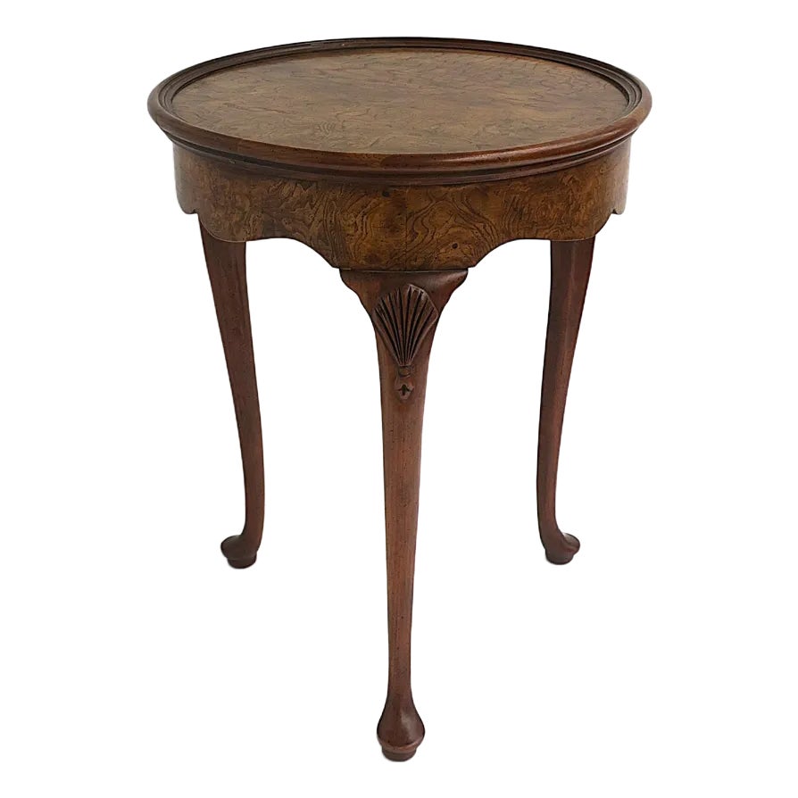 Baker Burl Wood Side Table Seashell and Scalloped Edge | Chairish