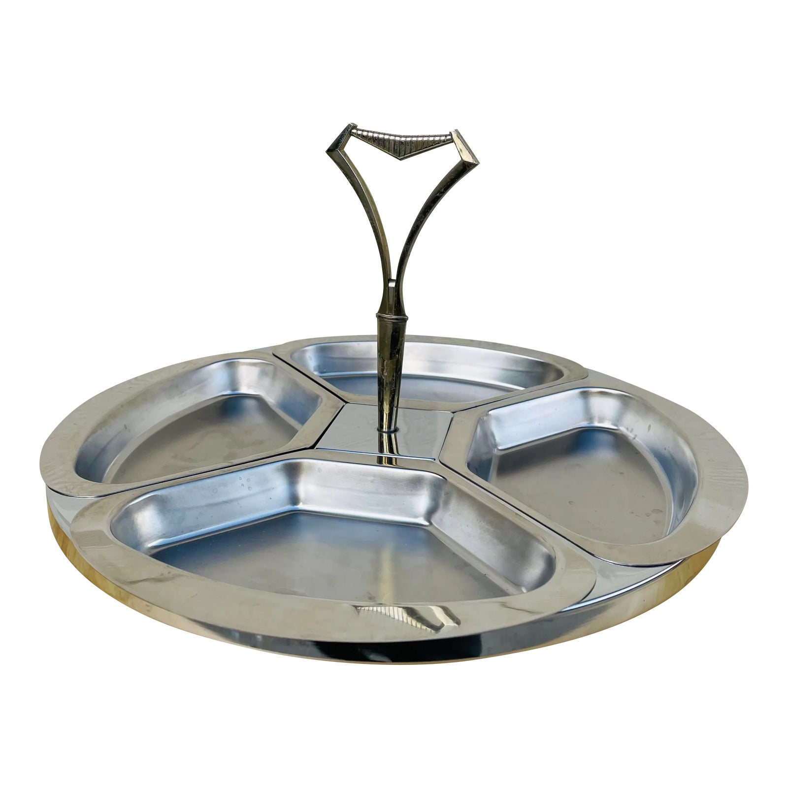 Mid-Century Modern Kromex Stainless Serving Tray Set | Chairish