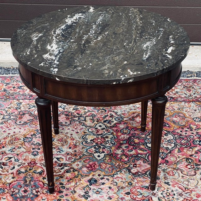 Vintage Drexel French Louis XVI Round Side Table With Marble Top ...