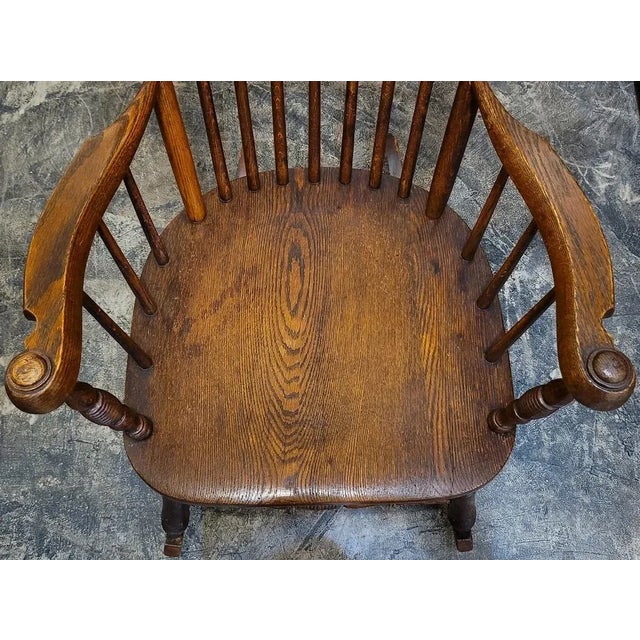 Late 19c English Oak Spindle-Back Ball Finial Rocker | Chairish