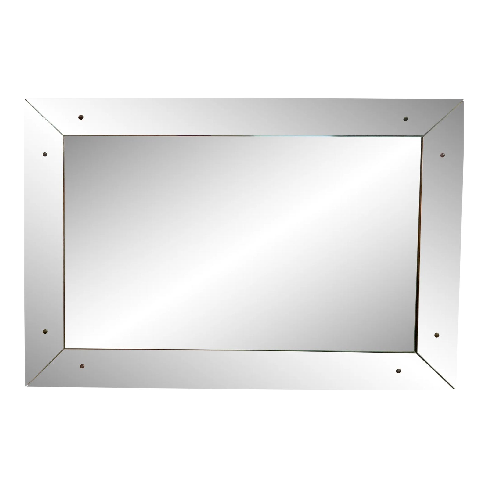 Sleek Mirror With Bronze Studs & Beveled Glass in the Mirrored Frame ...