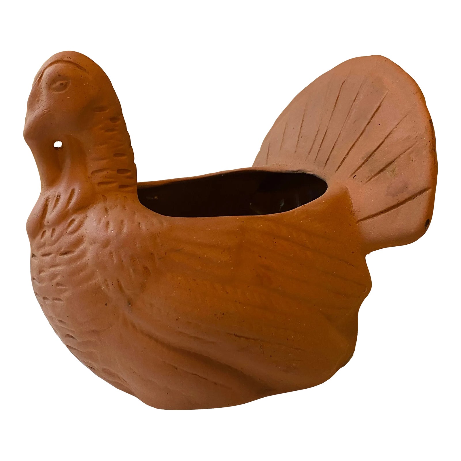 Large Vintage 1980s Terracotta Turkey Centerpiece Planter | Chairish