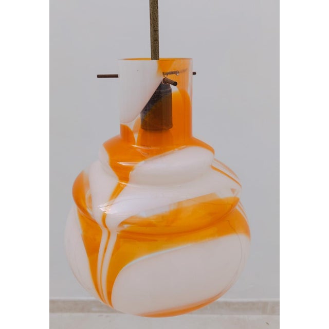 Vintage Space Age White and Orange Murano Glass Pendant Light by Carlo ...