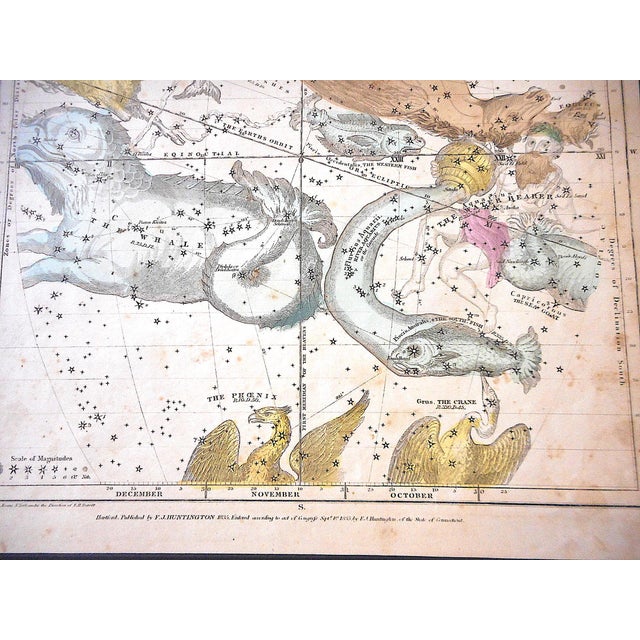 Astronomy-Antique 19th C. Celestial Map/Chart-Constellations & the ...