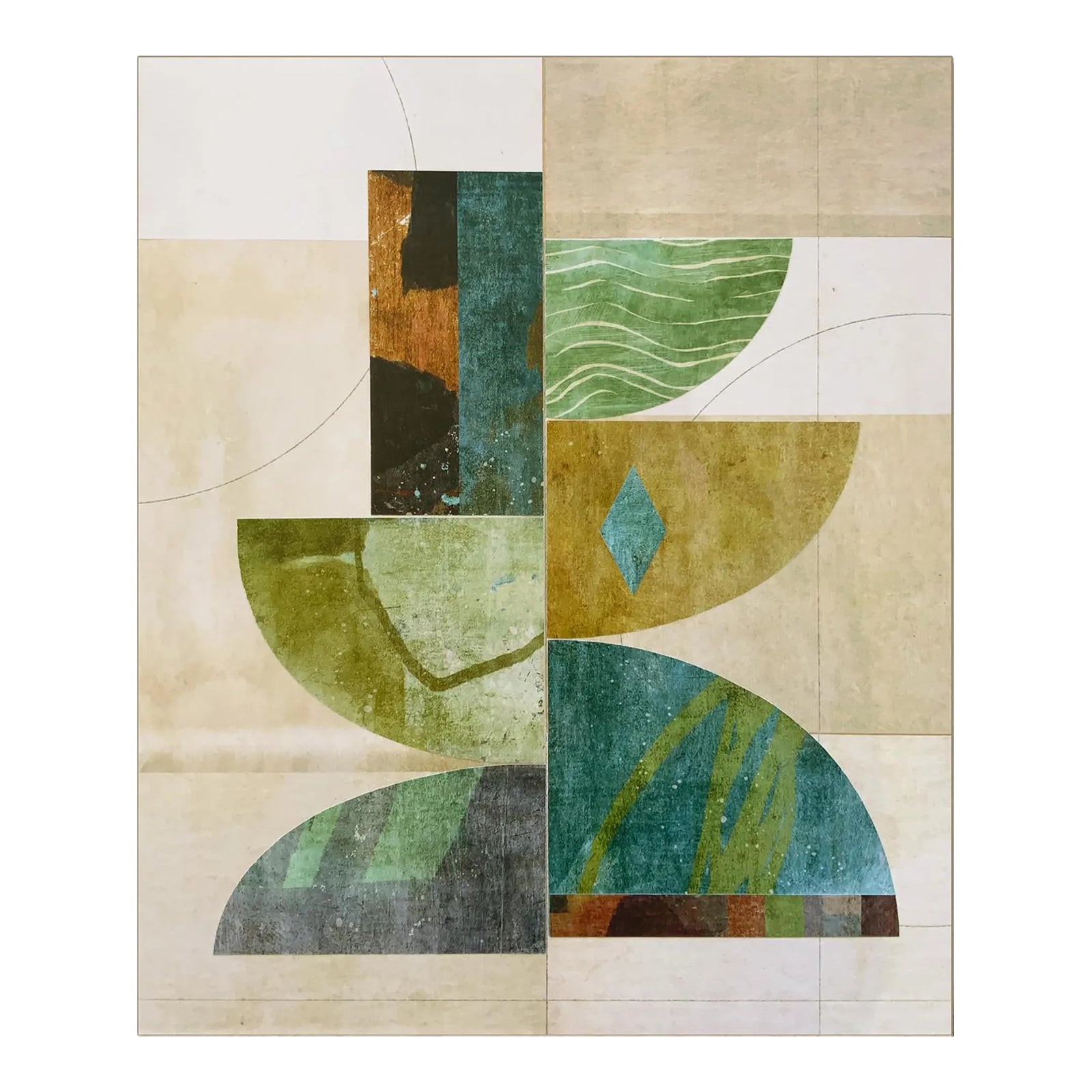 Contemporary Paper Collage on Birch Hardboard Panel | Chairish