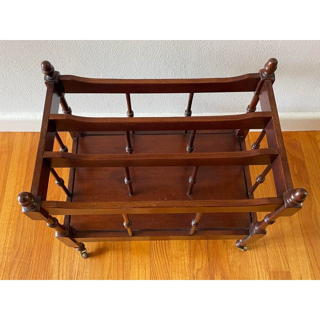 Mid 20th Century Vintage Mahogany Wood Canterbury Magazine Rack on ...