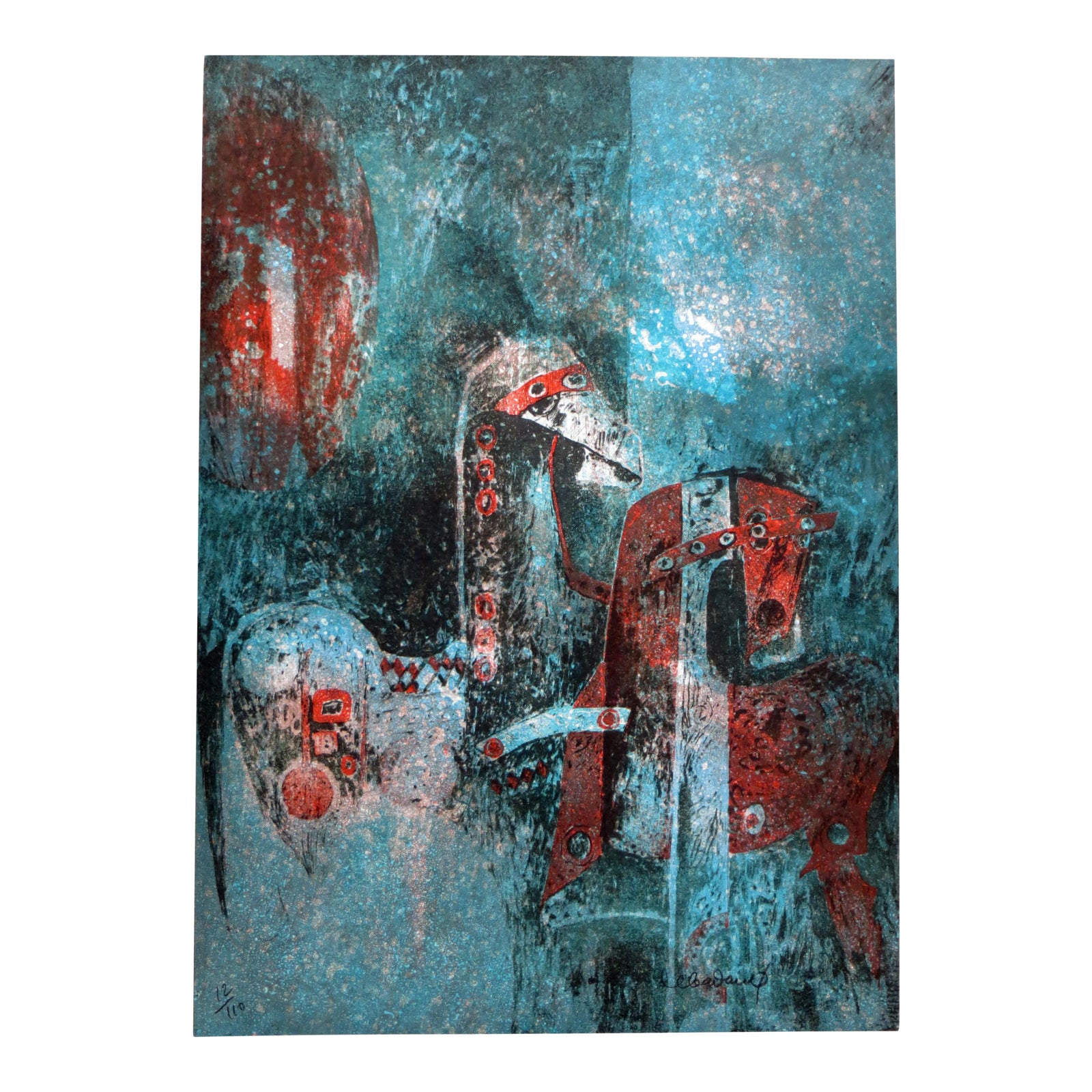 Lebadang Lithograph of Horses Signed and Numbered | Chairish