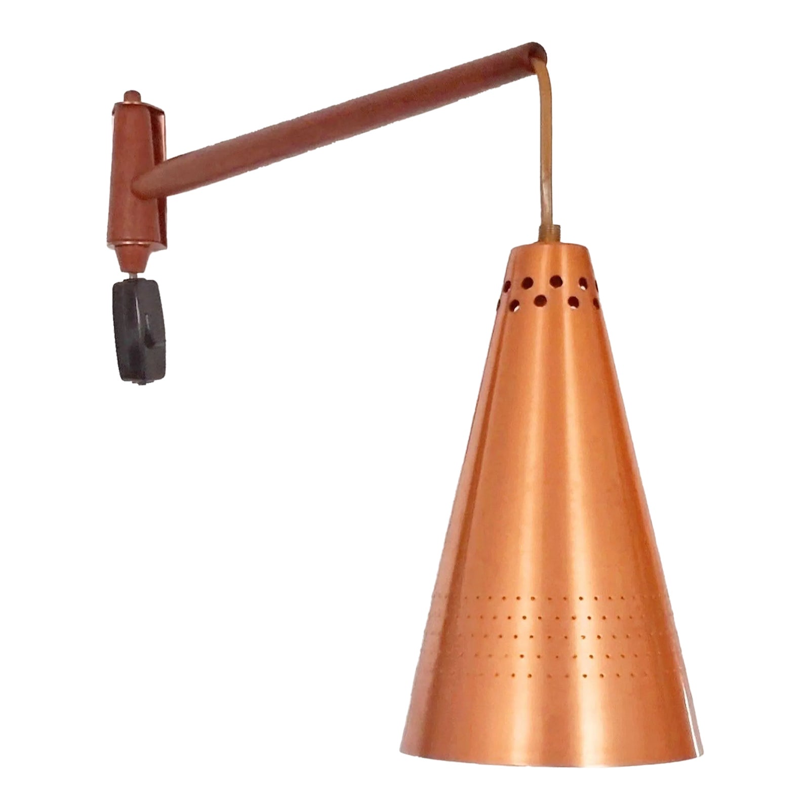 Scandinavian Copper & Teak Model S 1718 Wall Lamp by Hans-Agne ...
