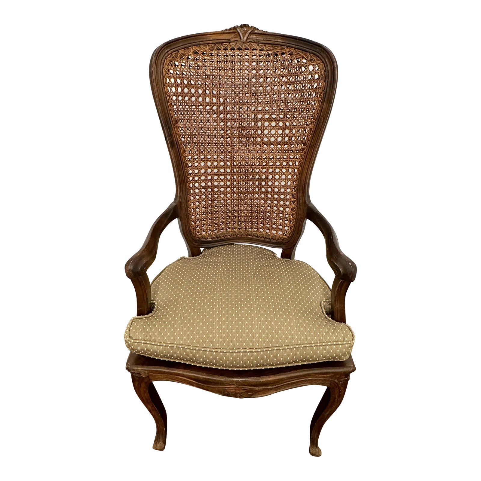 1980s Vintage French Cane Arm Chair, Accent Chair With Removable Seat ...