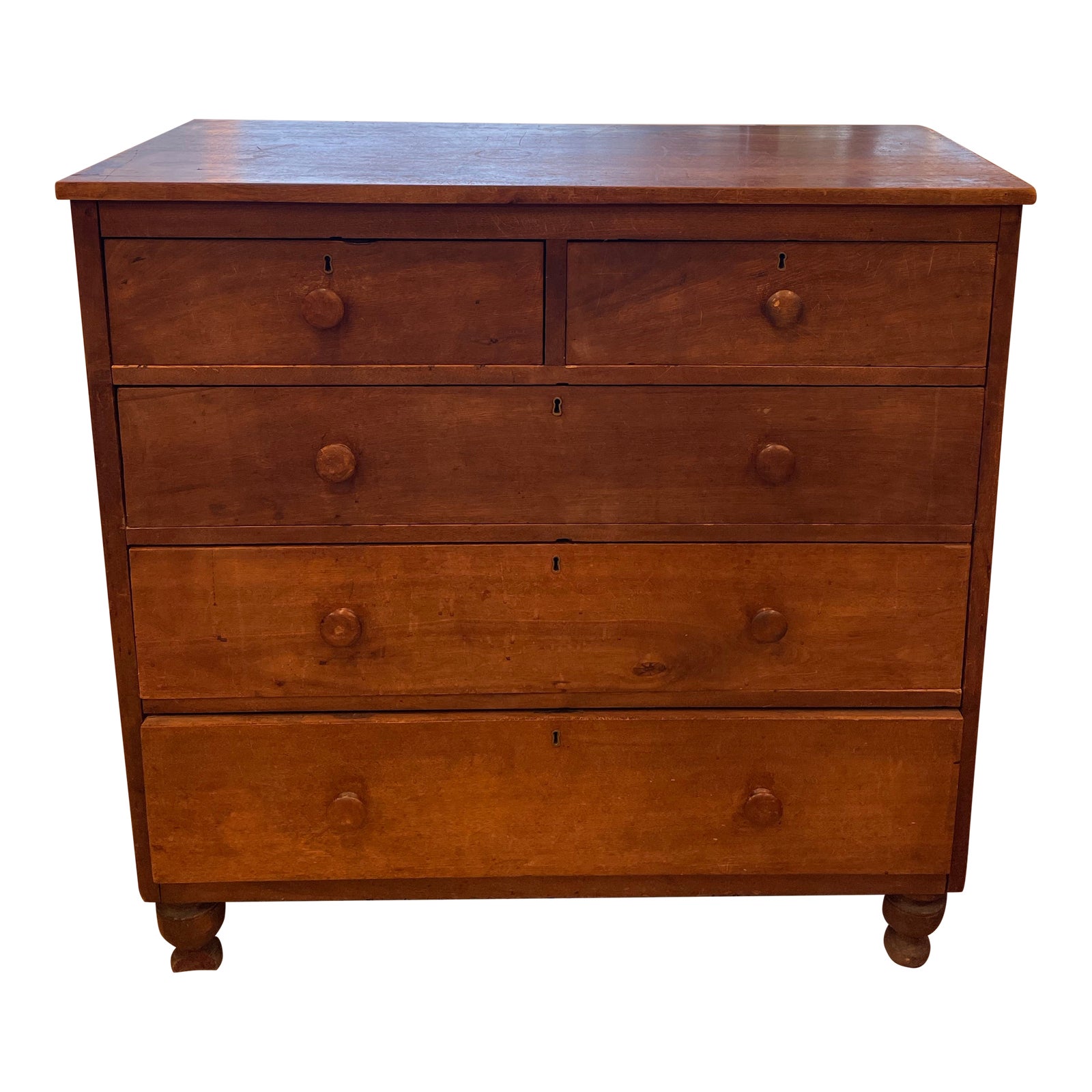 Antique English Chest of Drawers With Turned Knobs, Late 19th Century ...