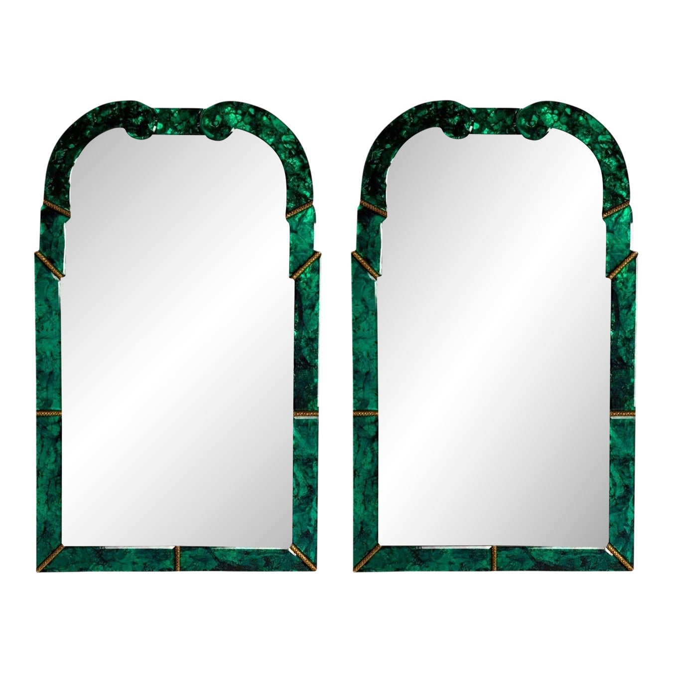 Art Deco Style, Green Antiqued Beveled Glass, Venetian Wall Mirrors ...