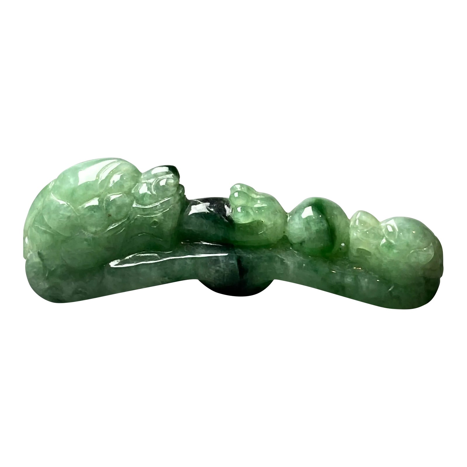 Mid 20th Century Green Jadeite Jade Dragon Belt Hook Paper Weight ...