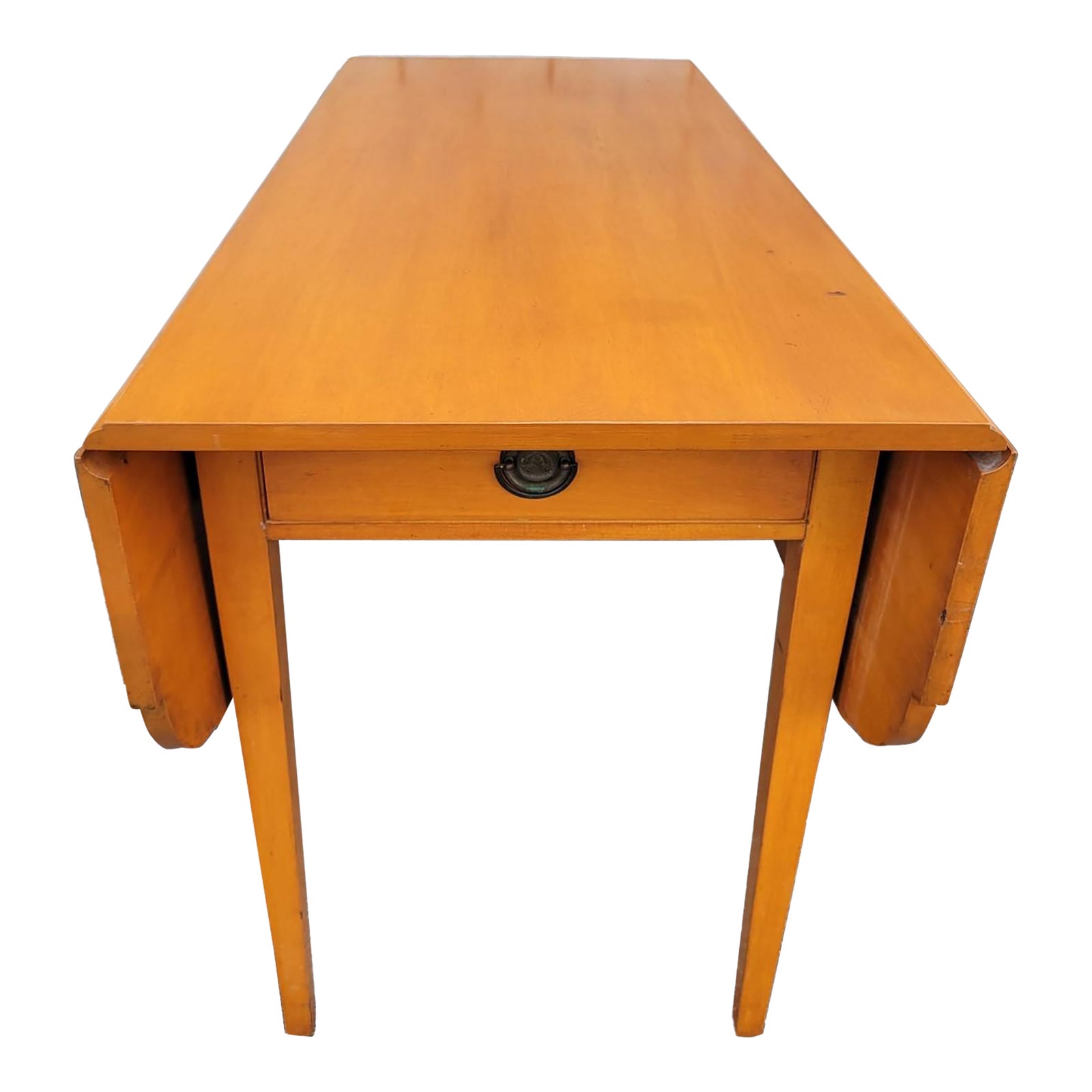 1940s American Solid Maple Drop Leaf Breakfast Table With One Drawer | Chairish