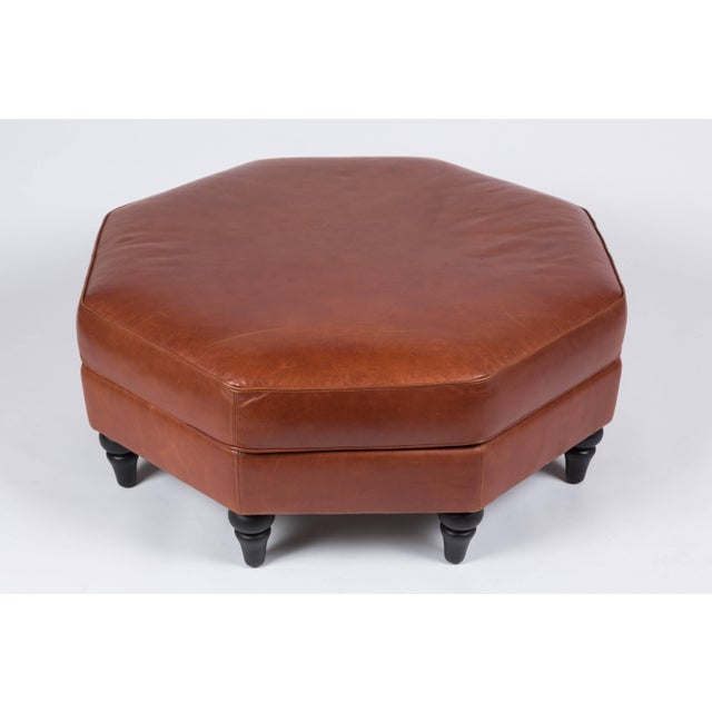 Large Custom Leather Octagonal Ottoman | Chairish