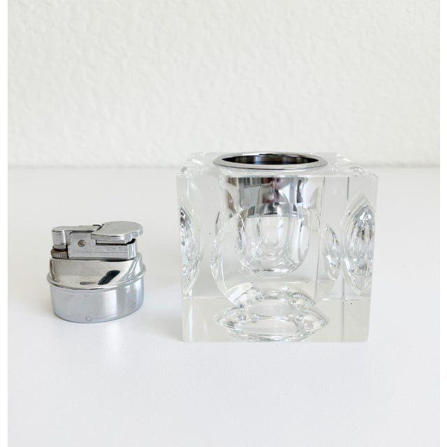 1970s Heavy Cut Glass Cube Lighter | Chairish