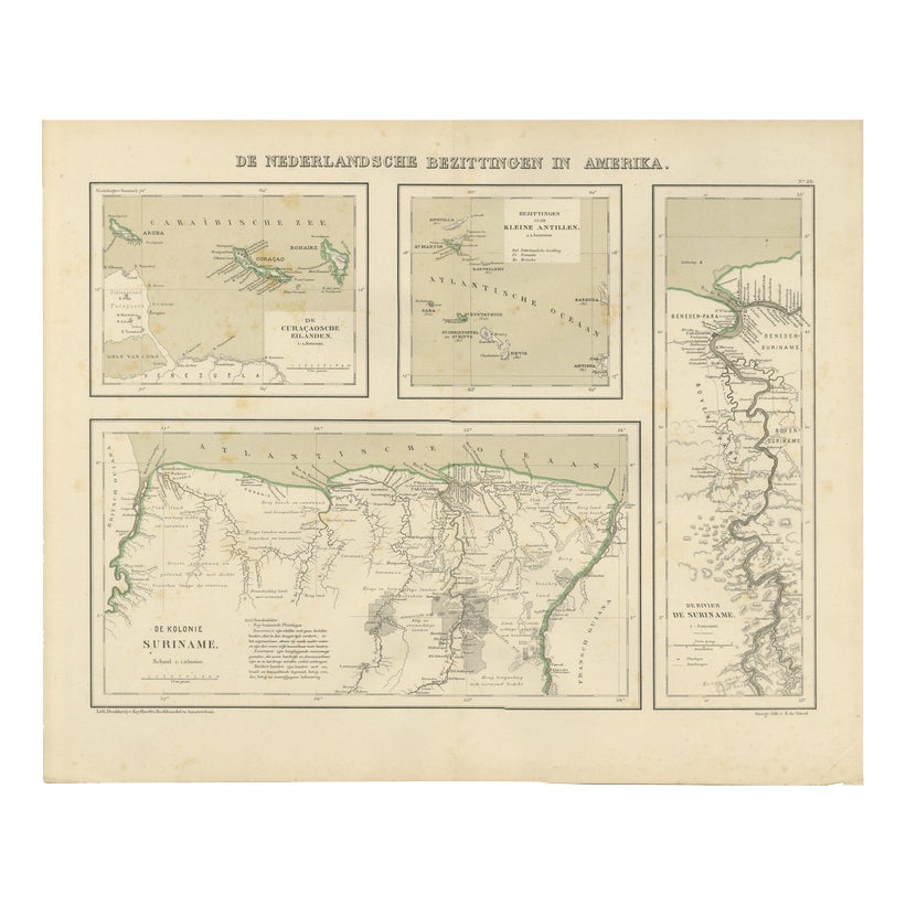 Antique Map of Dutch Colonies in the Caribbean and Suriname by ...